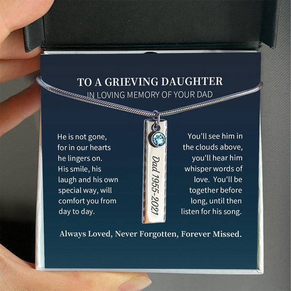 Personalized Memorial Necklace, Loss of Dad Gift for Daughter - HAPPARY