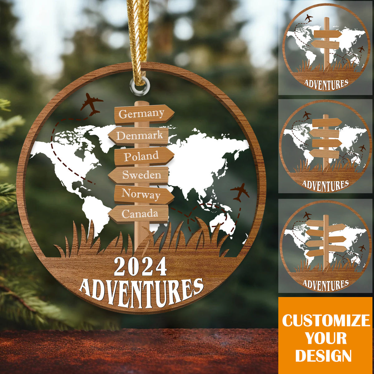 Personalized Travel Adventure Ornament, Custom Traveling Destination O ...