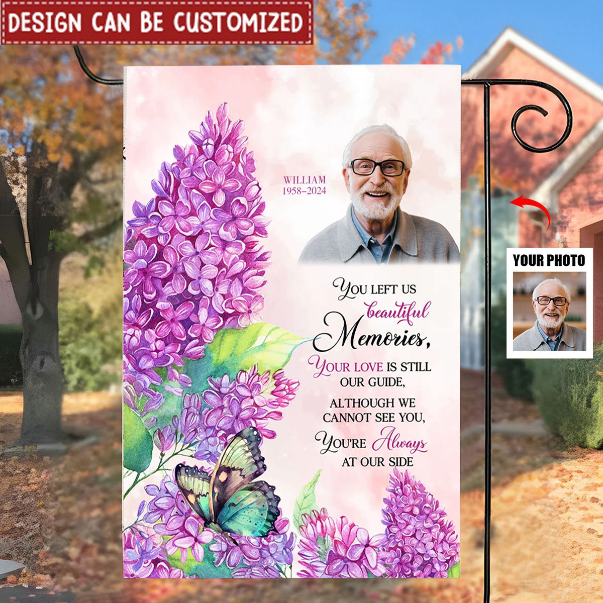 You Left Us Beautiful Memories - Personalized Garden Flag - HAPPARY
