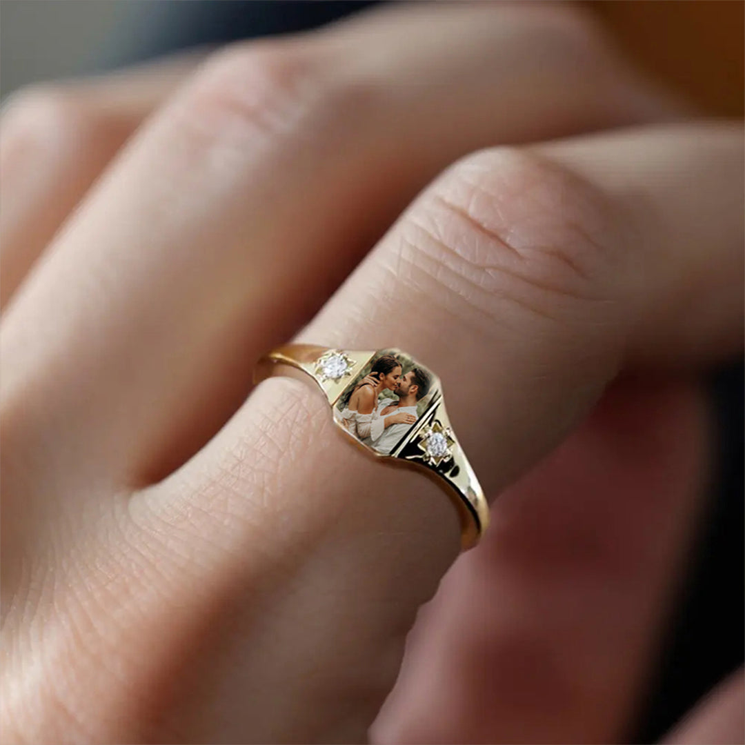 Personalized Upload Photo & Birthstone Ring - HAPPARY