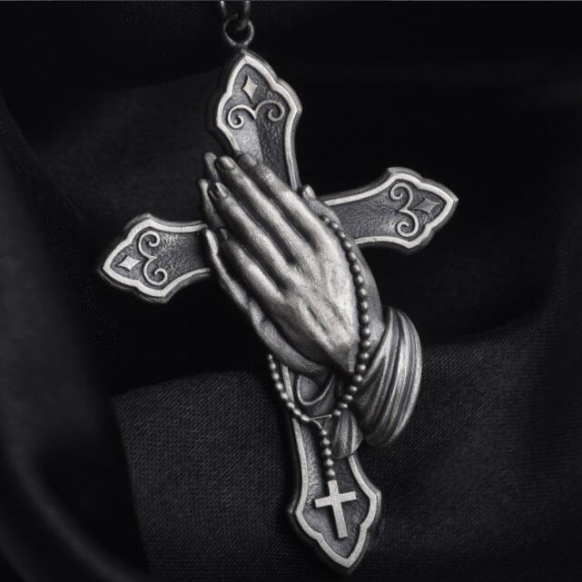 Praying Hands With Cross Necklace