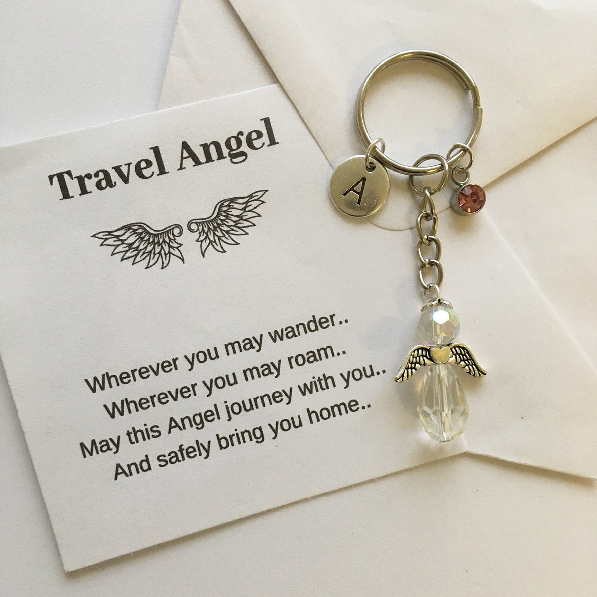 Personalized Guardian Angel Keychain - Travel Angel - HAPPARY